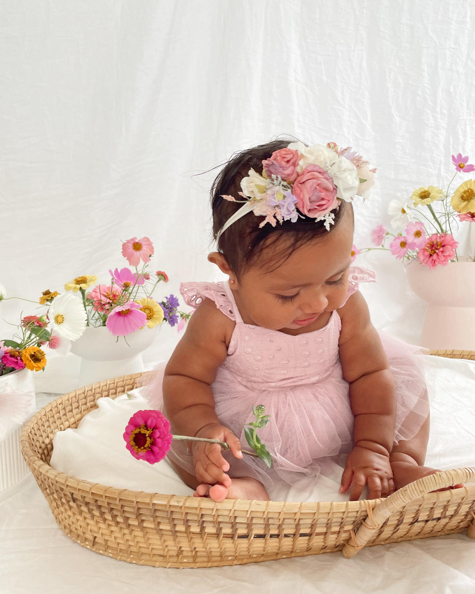 Rosabelle Stretch Baby Girl Flower Crown – Arabella & Rose